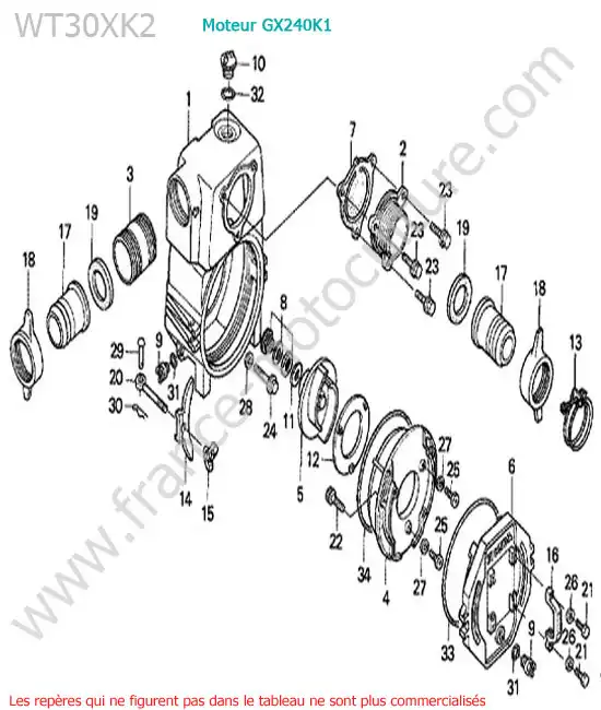 Vue éclatée et pièces détachées Pompe pour WT30X (K2) HONDA | France ...
